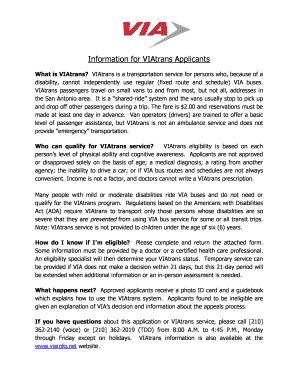 Fillable Online Information for VIAtrans Applicants Fax Email Print ...