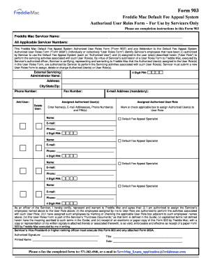 Fillable Online Form 903. Freddie Mac Default Fee Appeal System ...