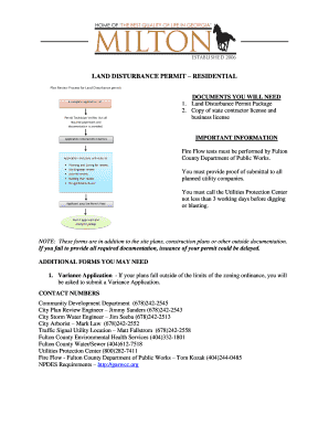 Fillable Online Land Disturbance Permit Package - CityOfMiltonGa.us Fax ...