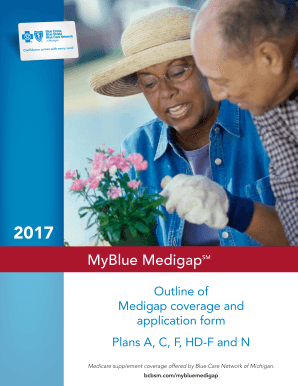 Fillable Online Outline of Medigap coverage and application form Plans ...