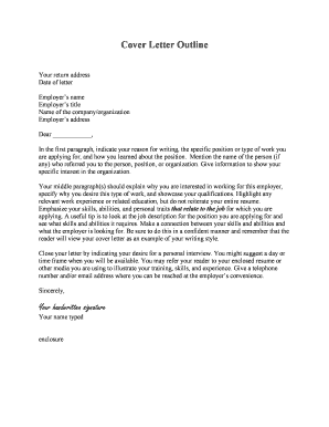 Fillable Online Cover Letter Outline Your handwritten signature Fax ...