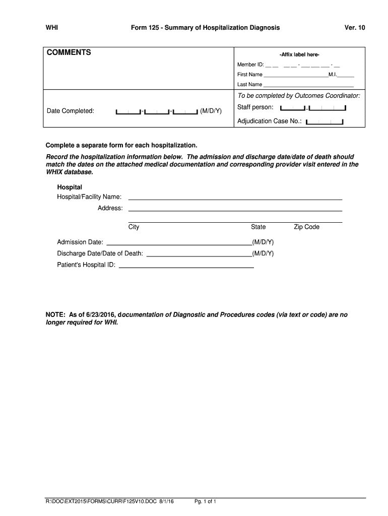 Fillable Online Report of Hospitalization Fax Email Print - pdfFiller