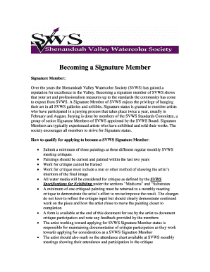 Fillable Online Becoming a Signature Member Fax Email Print - pdfFiller