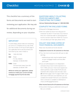 Fillable Online Checklist. Checklist Mortgage Assistance Fax Email ...