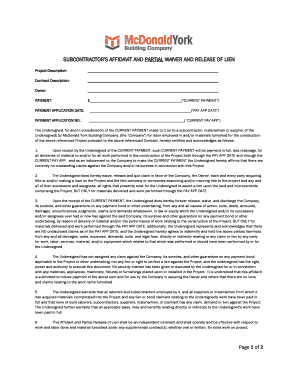 Fillable Online SUBCONTRACTOR'S AFFIDAVIT AND PARTIAL WAIVER AND ...