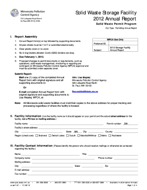 Fillable Online Annual Report - Solid Waste Storage Facility - form ...