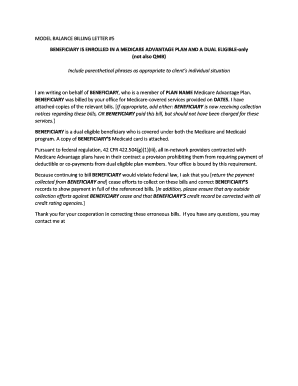 Fillable Online MODEL BALANCE BILLING LETTER #5 Fax Email Print - pdfFiller