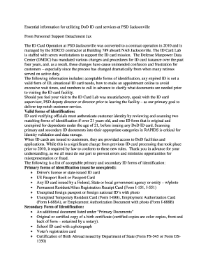 Fillable Online Essential information for utilizing DoD ID card ...