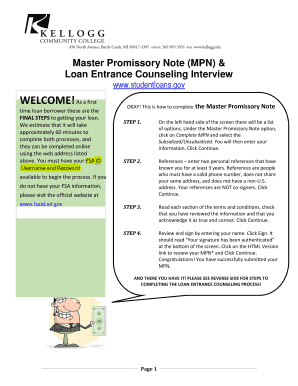 Fillable Online Master Promissory Note (MPN) & Fax Email Print - pdfFiller