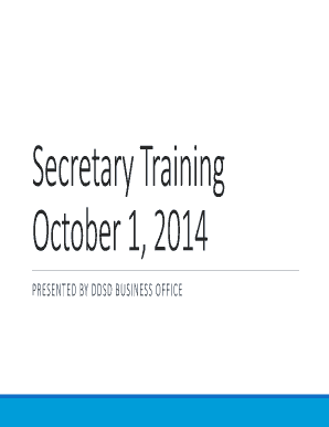 Fillable Online Presentation Secretary Training 10.1.2014 - David ...