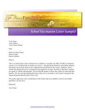 Fillable Online School Vaccination Letter (sample) Fax Email Print ...