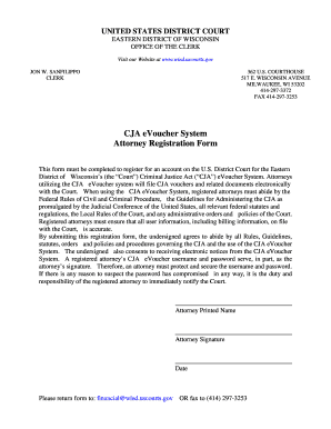 Fillable Online CJA eVoucher System Attorney Registration Form ...