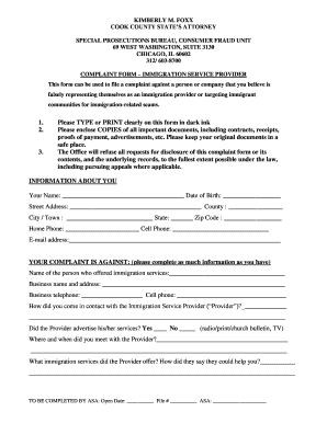 Fillable Online Immigration Fraud Complaint Form Fax Email Print ...