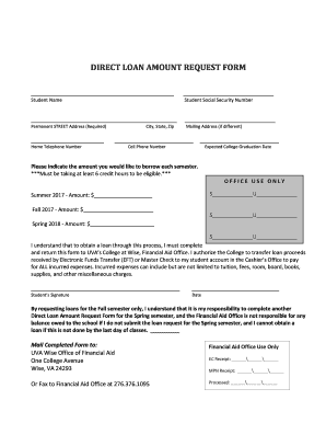 Fillable Online DIRECT LOAN AMOUNT REQUEST FORM Fax Email Print - pdfFiller