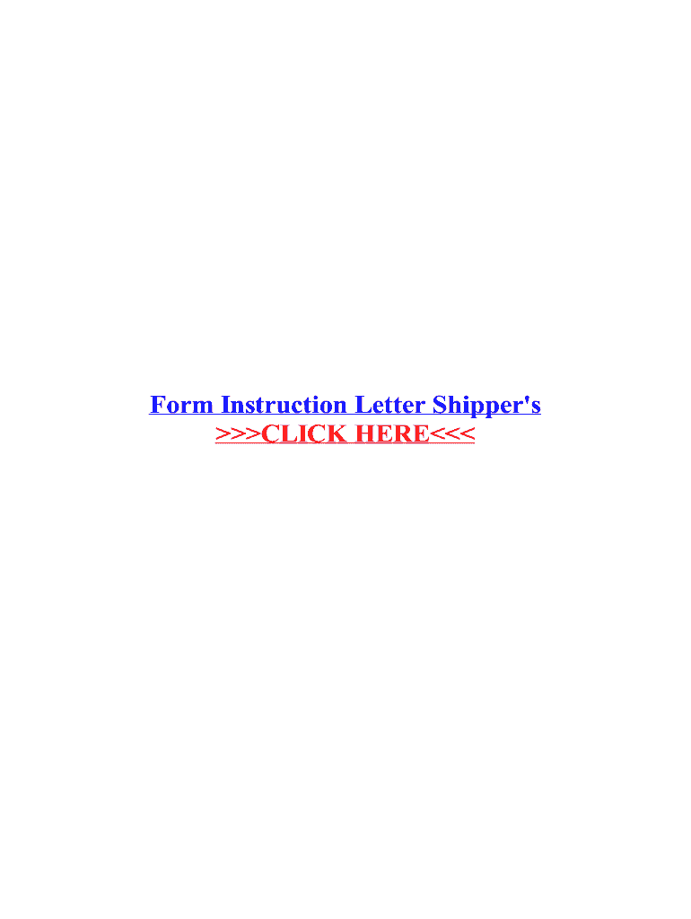 Fillable Online Form Instruction Letter Shipper's Fax Email Print ...