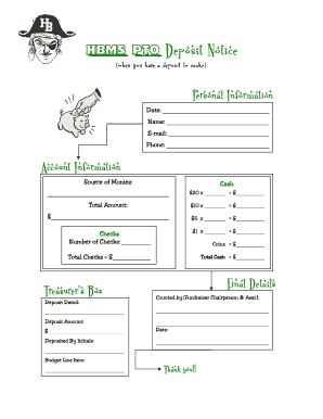 Fillable Online HBMS PTO Deposit Notice Fax Email Print - pdfFiller