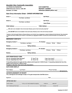 Fillable Online OWNER INFORMATION FORM (Revised 2-1-2017) Fax Email ...