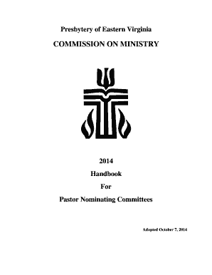 Fillable Online So You ve Been Elected to the Pastor Nominating ...