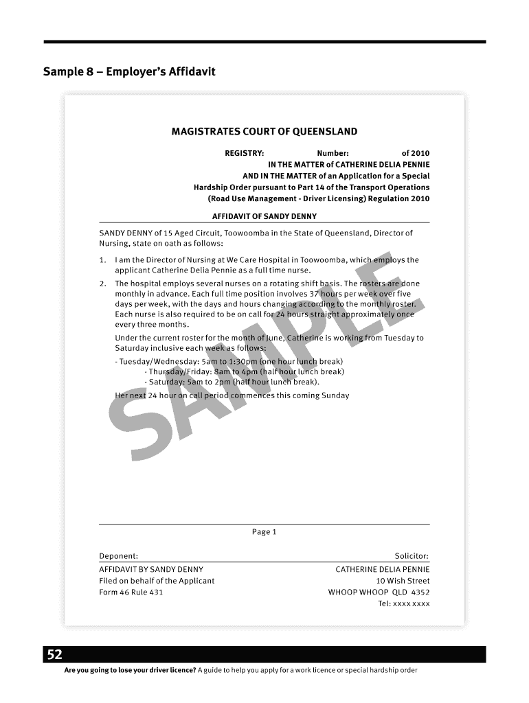 Fillable Online Sample 8 Employers Affidavit Fax Email Print - pdfFiller
