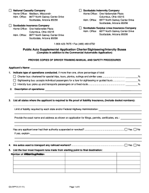 Fillable Online Public Auto Supplemental Application Charter ...