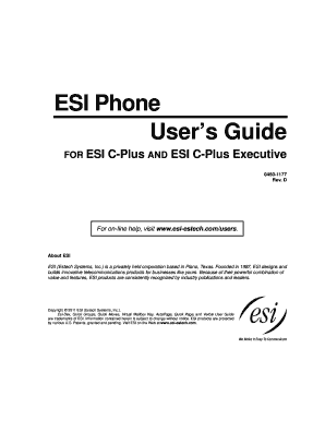 Fillable Online ESI Phone Fax Email Print - pdfFiller