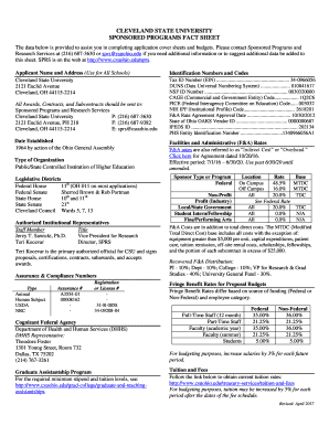 Fillable Online SPONSORED PROGRAMS FACT SHEET Fax Email Print - pdfFiller