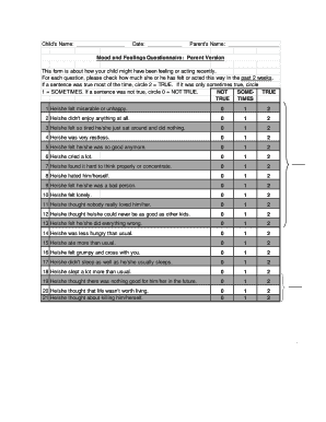 Fillable Online Depression Moods-Feelings Questionnaire-Parent Version ...