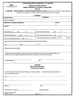 Fillable Online personal accident group claim form.doc Fax Email Print ...