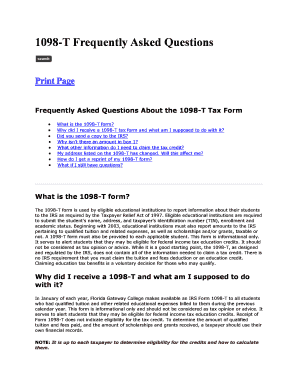 Fillable Online 1098-T Frequently Asked Questions - Florida Gateway College Fax Email Print ...