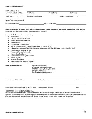 Fillable Online STUDENT RECORDS REQUEST STUDENT RECORDS REQUEST ... Fax Email Print - pdfFiller