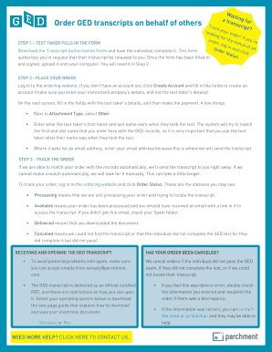 Fillable Online Order GED transcripts on behalf of others Fax Email ...