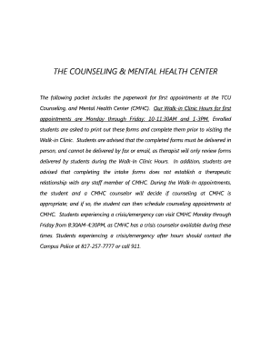 Fillable Online the counseling & mental health center - TCU Counseling ...