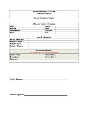 Fillable Online Records Transfer Form - The University of Alabama ...