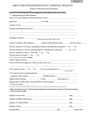 Fillable Online Hosted Event Approval Request Form CHHD - The College ...