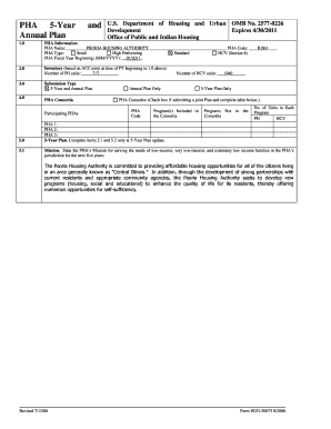 Fillable Online PHA 5 -Year and Annual Plan - hud.gov Fax Email Print - pdfFiller