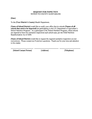 Fillable Online Letter to Request Sanitation Inspection Fax Email Print ...