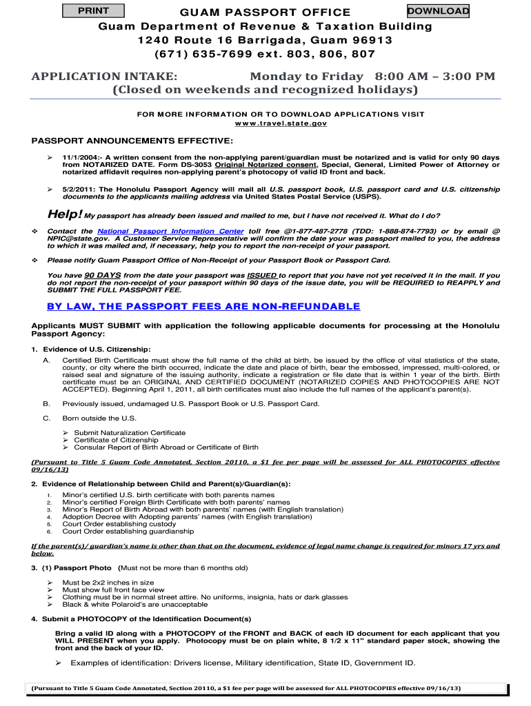 Fillable Online GUAM PASSPORT OFFICE Fax Email Print - pdfFiller