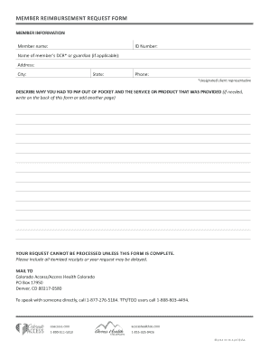 Fillable Online MEMBER REIMBURSEMENT REQUEST FORM Fax Email Print ...