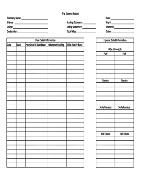 Fillable Online Trip Expense Report Fax Email Print - pdfFiller