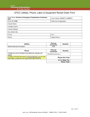 Fillable Online GTCC Utilities, Phone, Labor & Equipment Rental Order ...