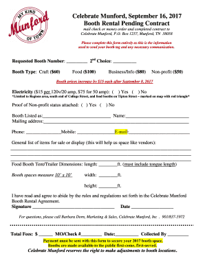 Fillable Online Booth Rental Pending Contract Fax Email Print - pdfFiller