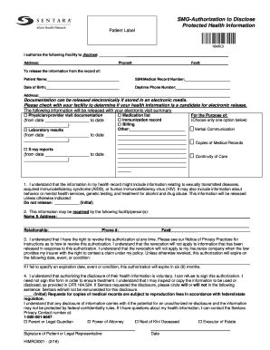 Fillable Online SMG-Authorization to Disclose Fax Email Print - pdfFiller