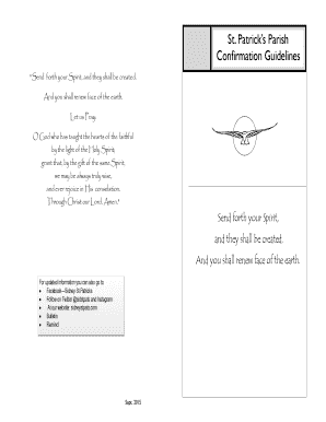 Fillable Online Confirmation Guidelines Booklet - St. Patrick's ...