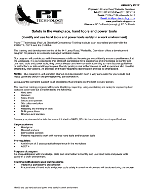 Fillable Online pandttechnology co Safety in workplace, hand and power ...