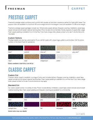 Fillable Online PRESTIGE CARPET CLASSIC CARPET - The Couture Show Fax ...