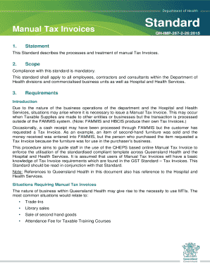 Fillable Online Manual Tax Invoices. Processes and treatment of manual ...
