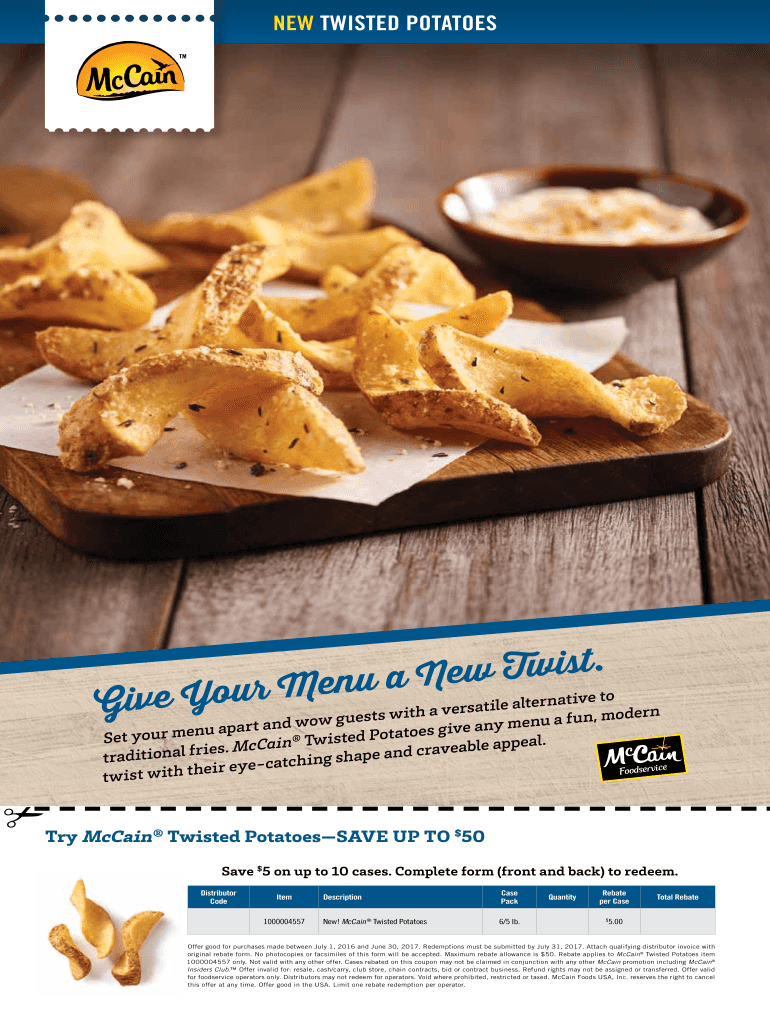 Fillable Online Give Your Menu a New Twist. NEW TWISTED POTATOES Fax ...