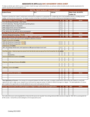 Fillable Online ASSOCIATE IN ARTS (A.A) AWC ADVISEMENT CHECK SHEET Fax ...
