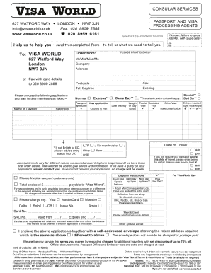 Fillable Online visa application form - Visa World Fax Email Print ...