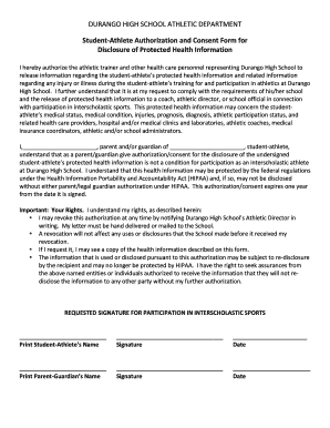 Fillable Online Student-Athlete Authorization Consent Form - Sport ...
